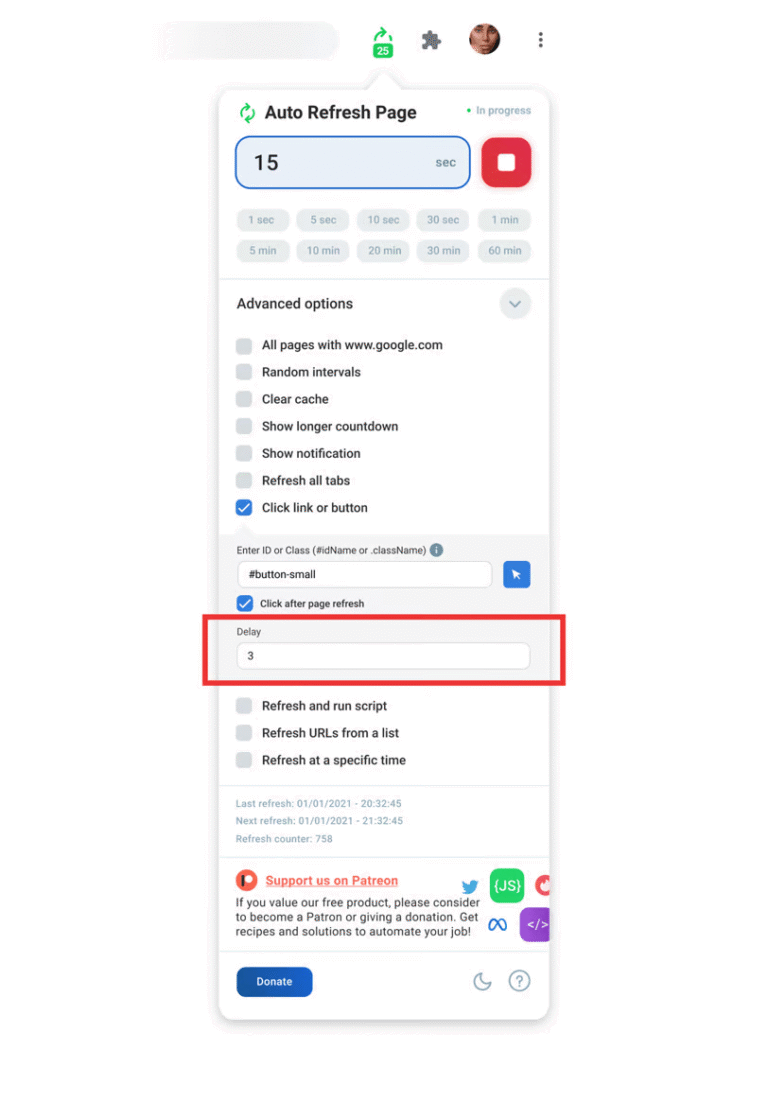 Auto Clicker Feature - Auto Refresh Page
